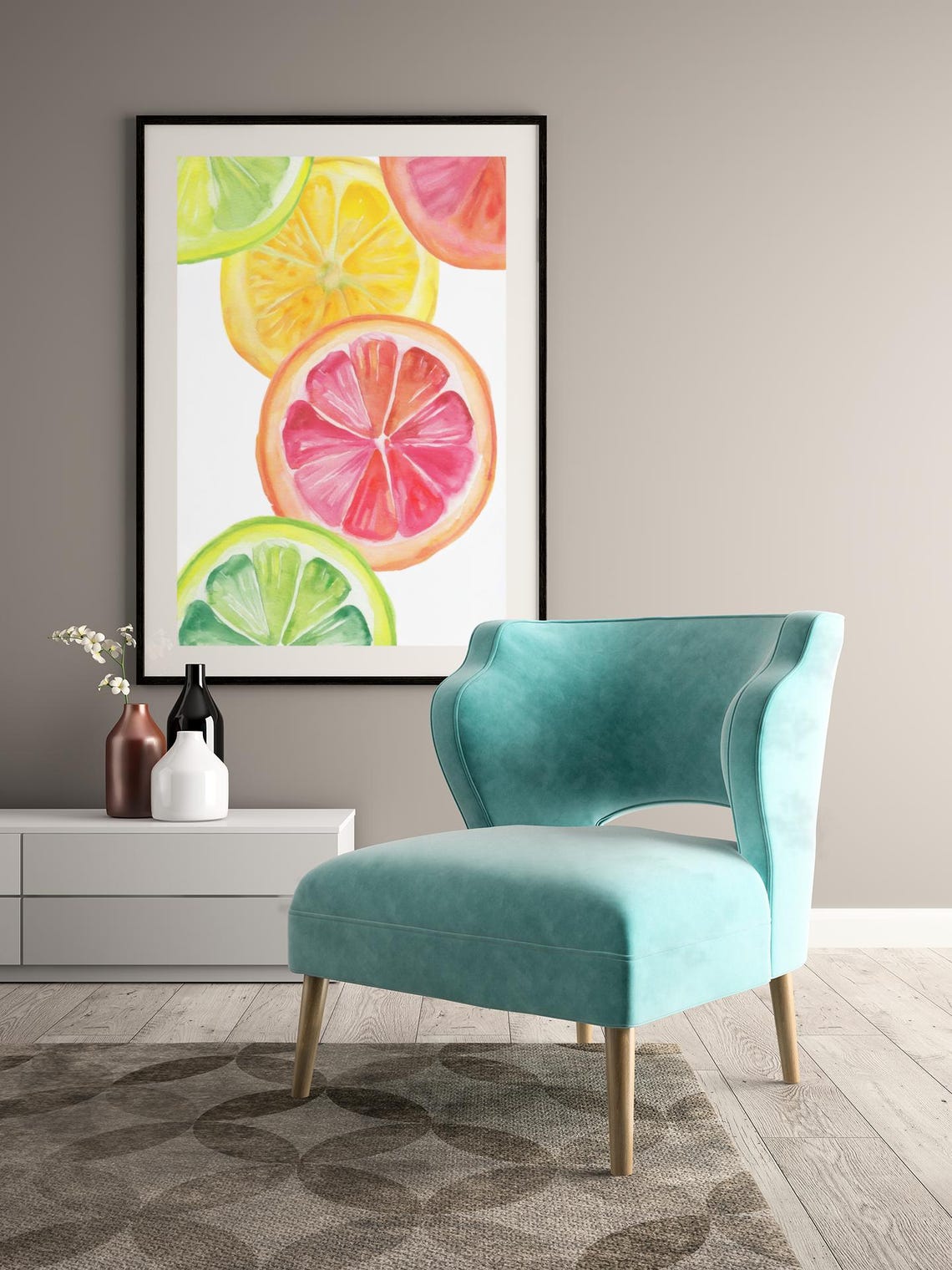 Fruit Slices, Art Print, Home Decor, Colorful Fruits, Wall Art Poster ...