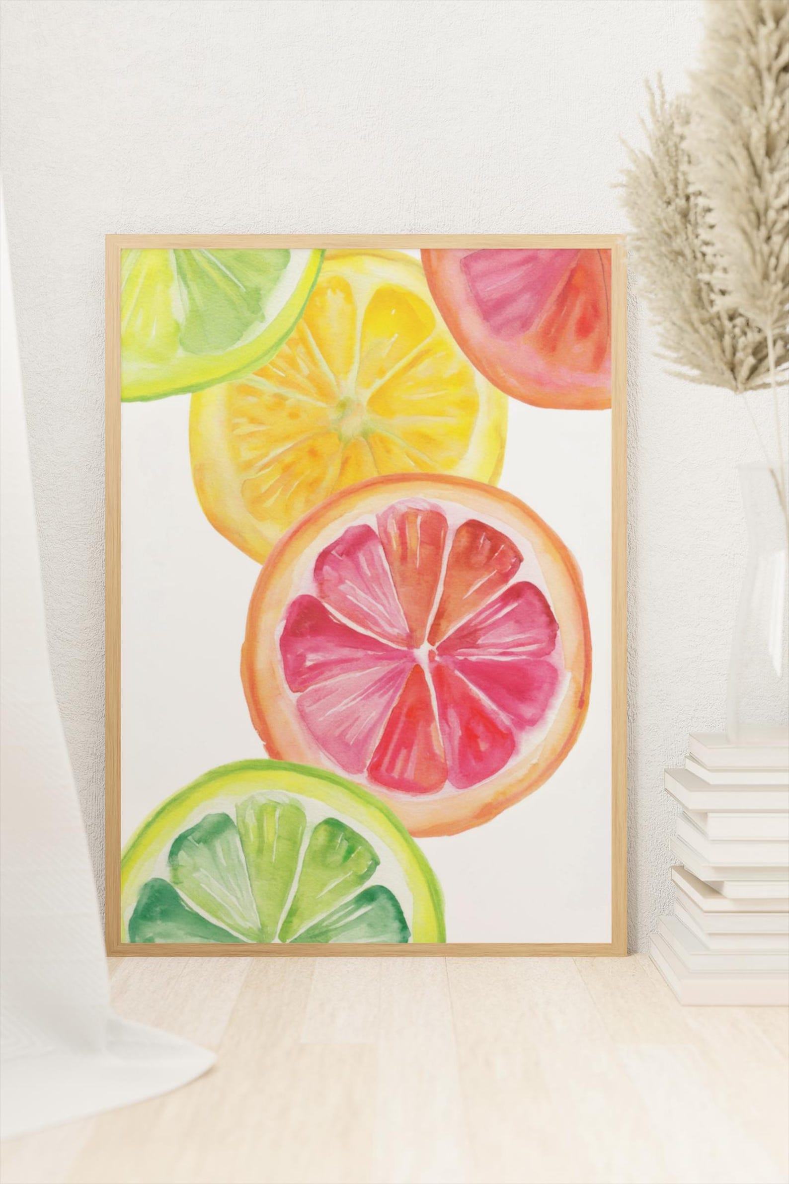 Fruit Slices, Art Print, Home Decor, Colorful Fruits, Wall Art Poster ...