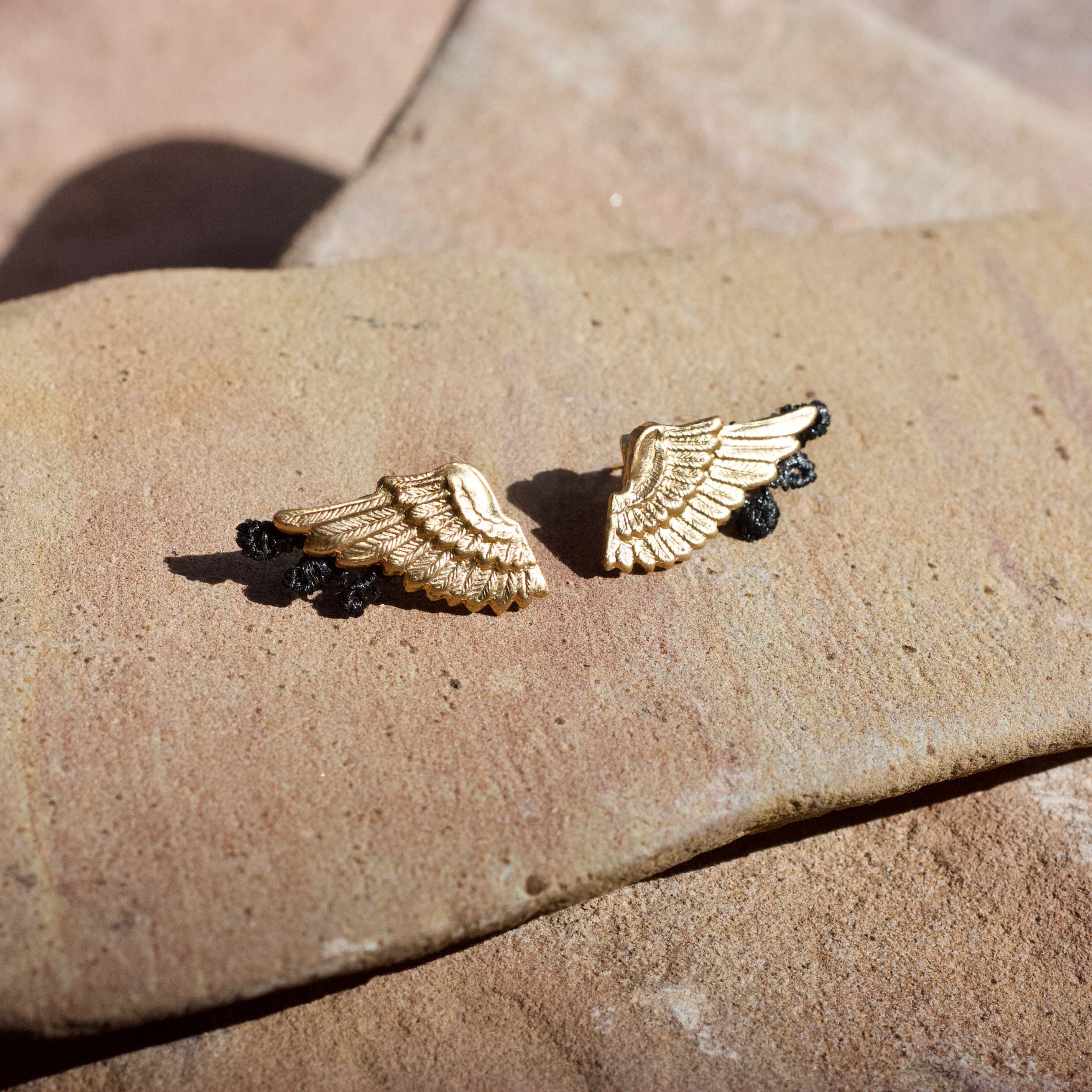 Angel Wing Earrings - TALARIA - White Lace or Black Lace Wing Shaped ...