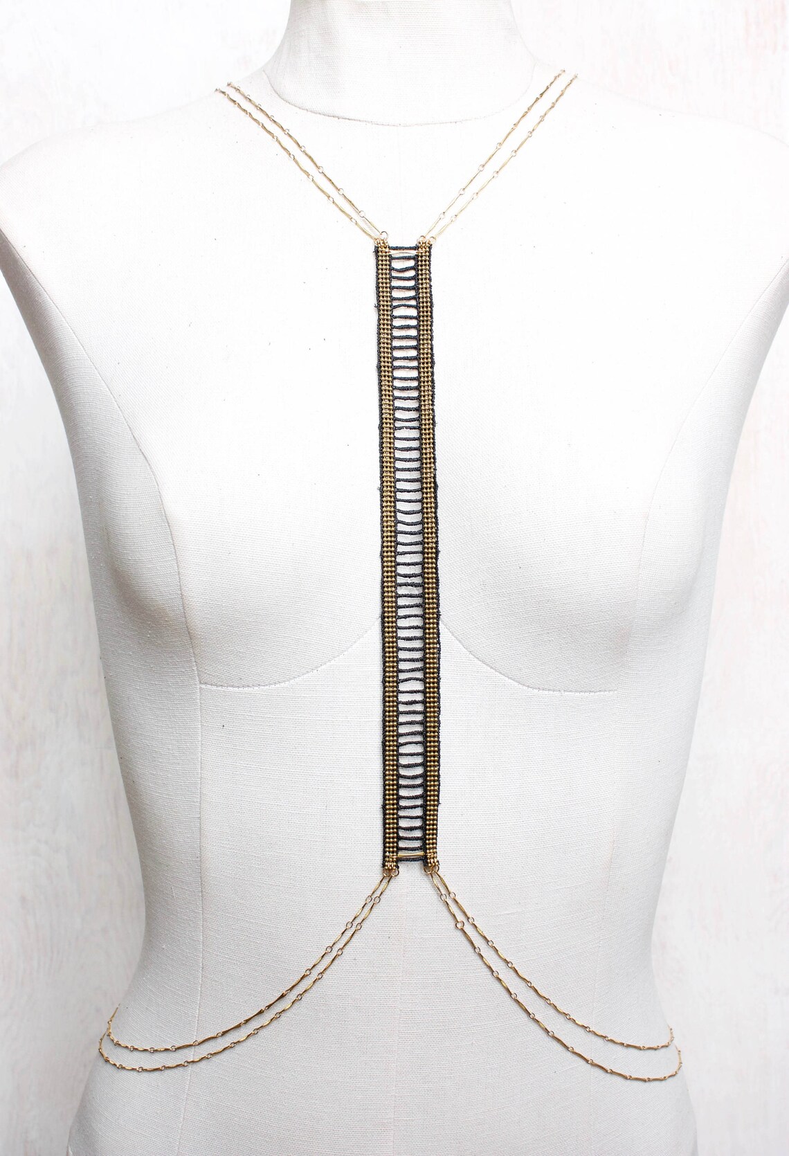 Body Harness Modernist Body Chain Jewelry & Lace Choker | Etsy