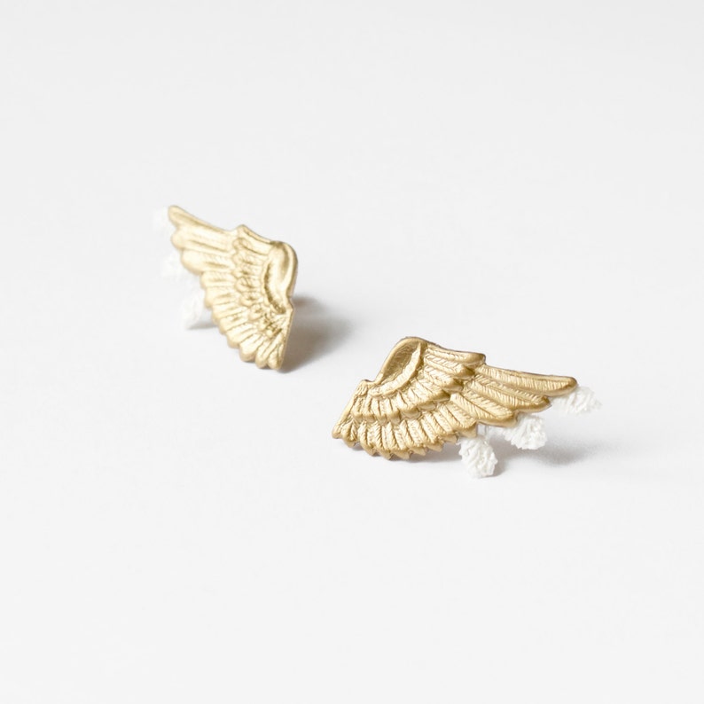 Angel Wing Earrings - TALARIA - White Lace or Black Lace Wing Shaped ...