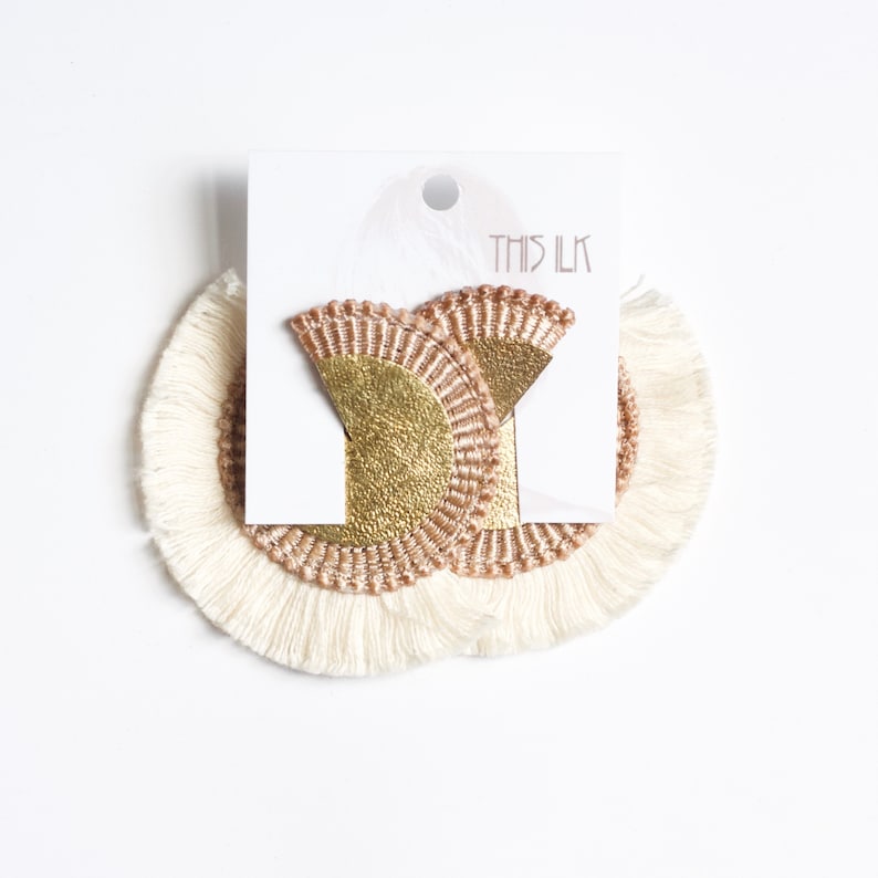 Front Back Statement Earrings - SAVANNAH - Geometric Fringe Chunky ...