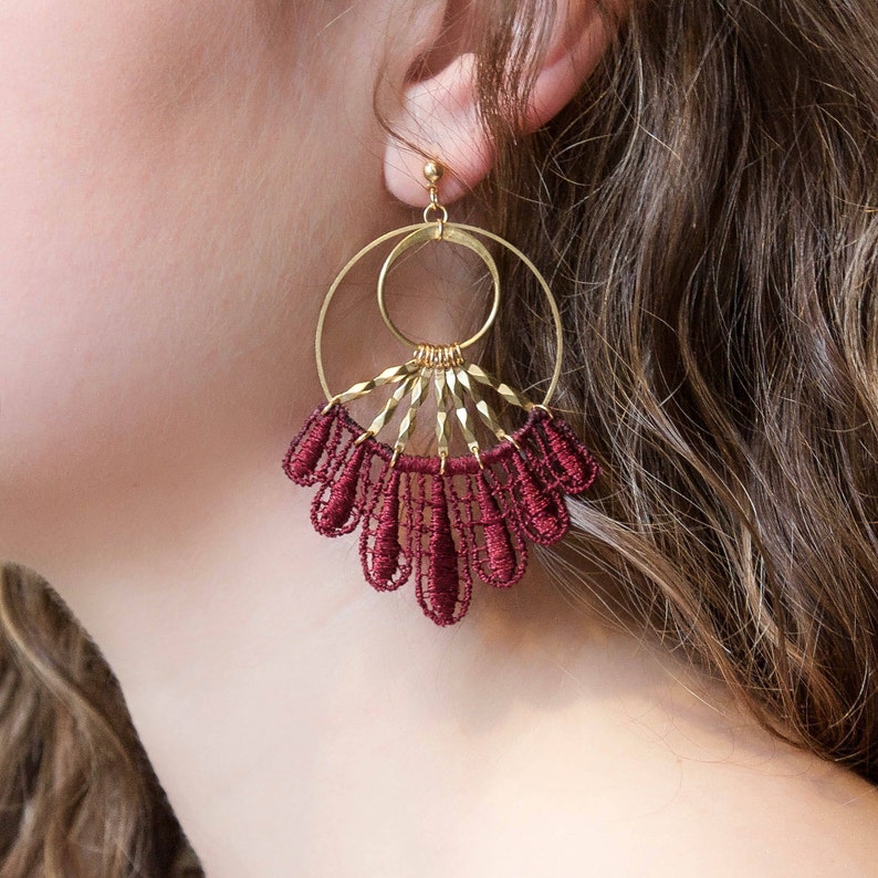 Lace earrings statement earrings CHANDU Light weight boho | Etsy