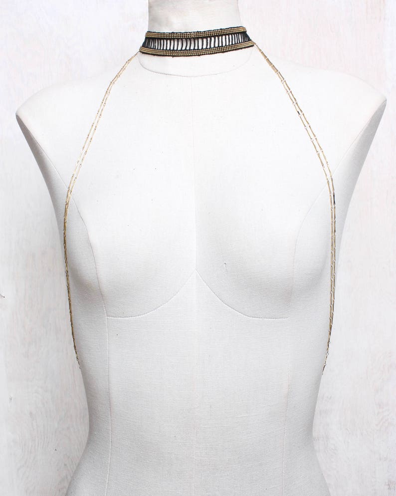 Body Harness Modernist Body Chain Jewelry & Lace Choker | Etsy