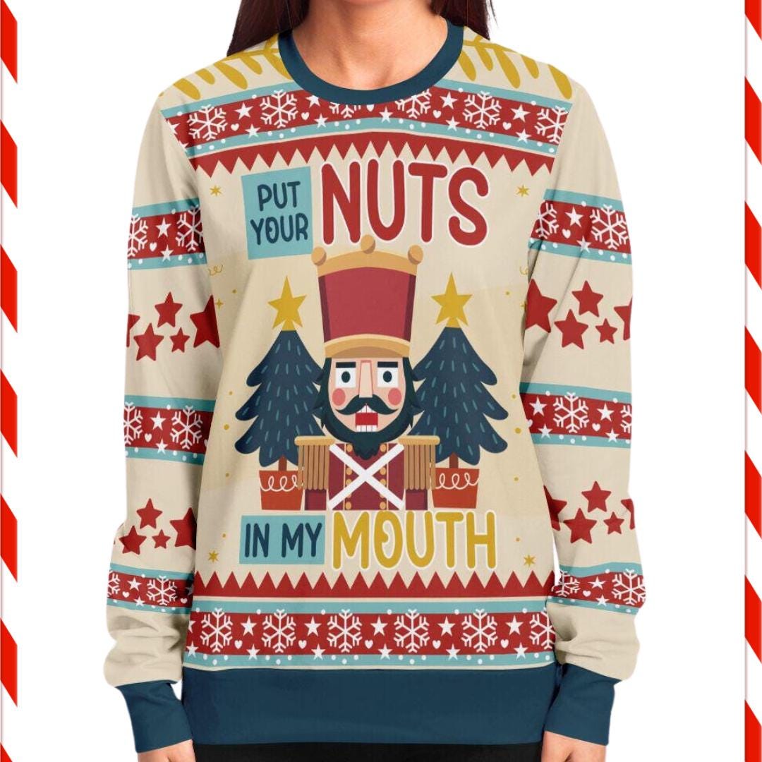 Ugly Christmas Sweater Themed Funny Nutcracker Holiday Sweatshirt Gift ...