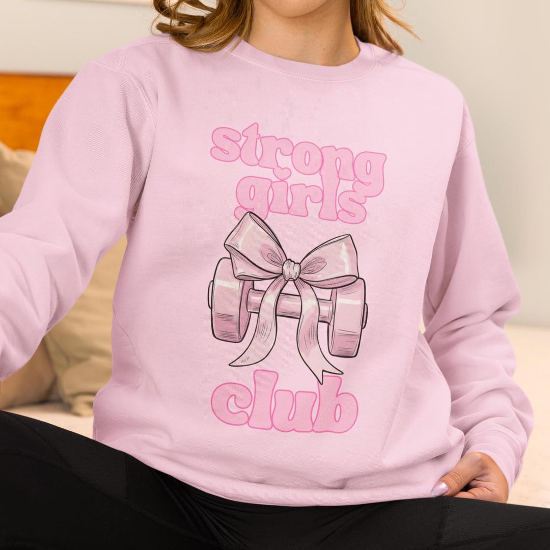 Strong Girls Club Coquette Dumbbell Crewneck | Fitness Gym Lover ...