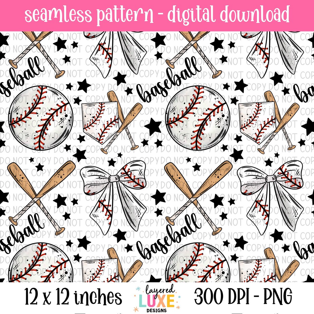 Baseball Seamless Pattern, (digital Paper PNG) - Etsy