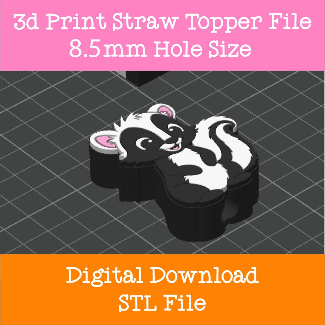 Skunk Straw Topper STL File, 3D Print Straw Topper Digital Download ...