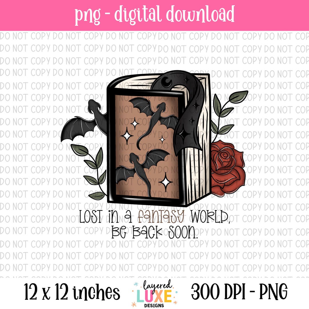 Fantasy Book Dragon Rose PNG, Sublimation Sticker Design (digital ...