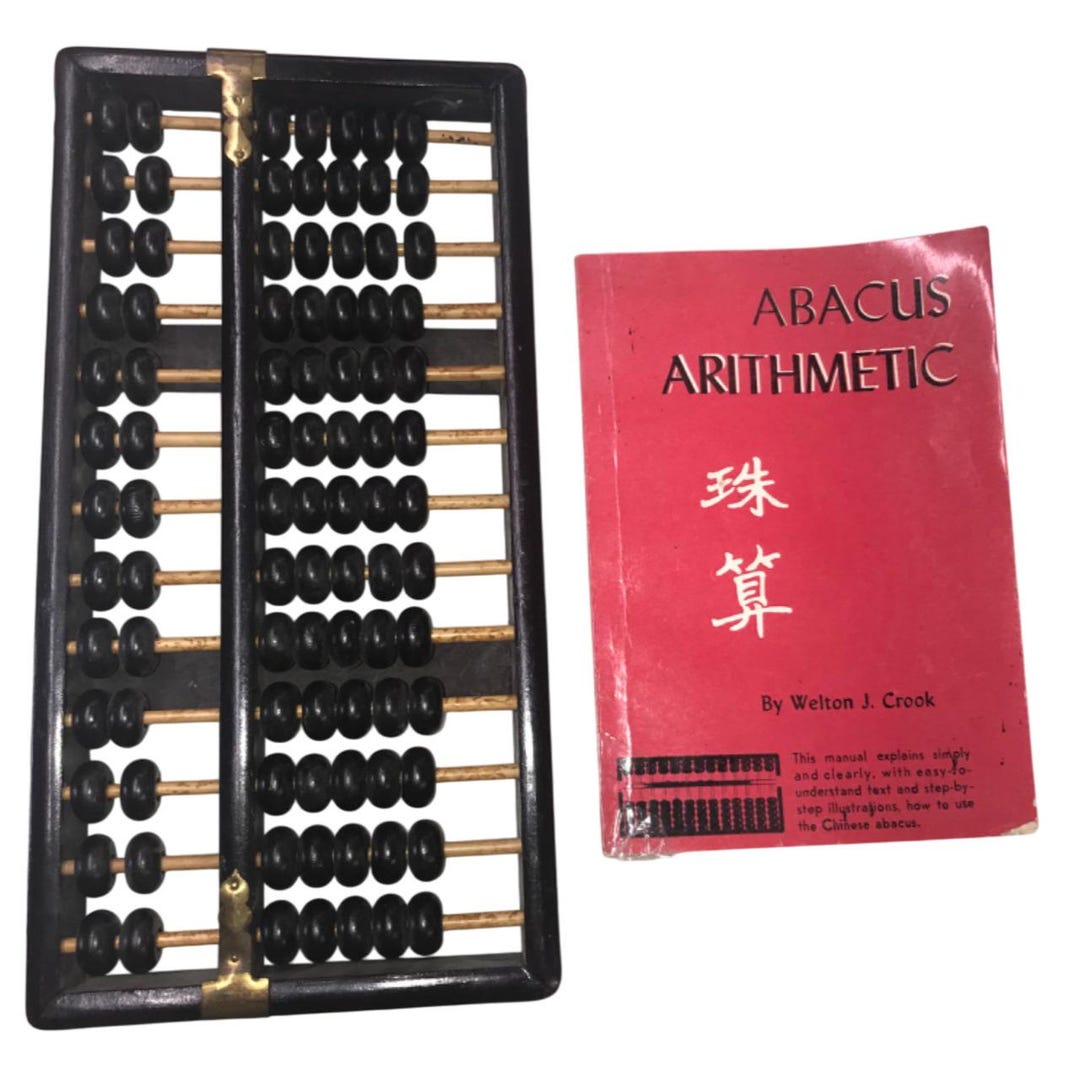 VTG Chinese Wooden Abacus Lotus Flower 13 Rods 91 Beads W/book Welton ...