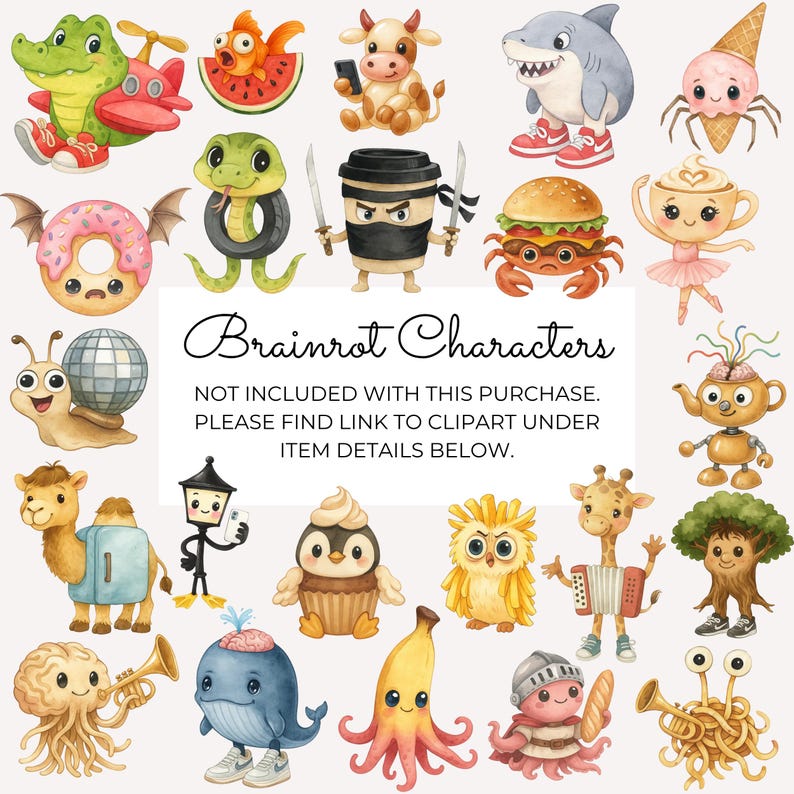 Italian Brainrot Scene Builder Clipart, Cute PNG Cartoon Creatures ...
