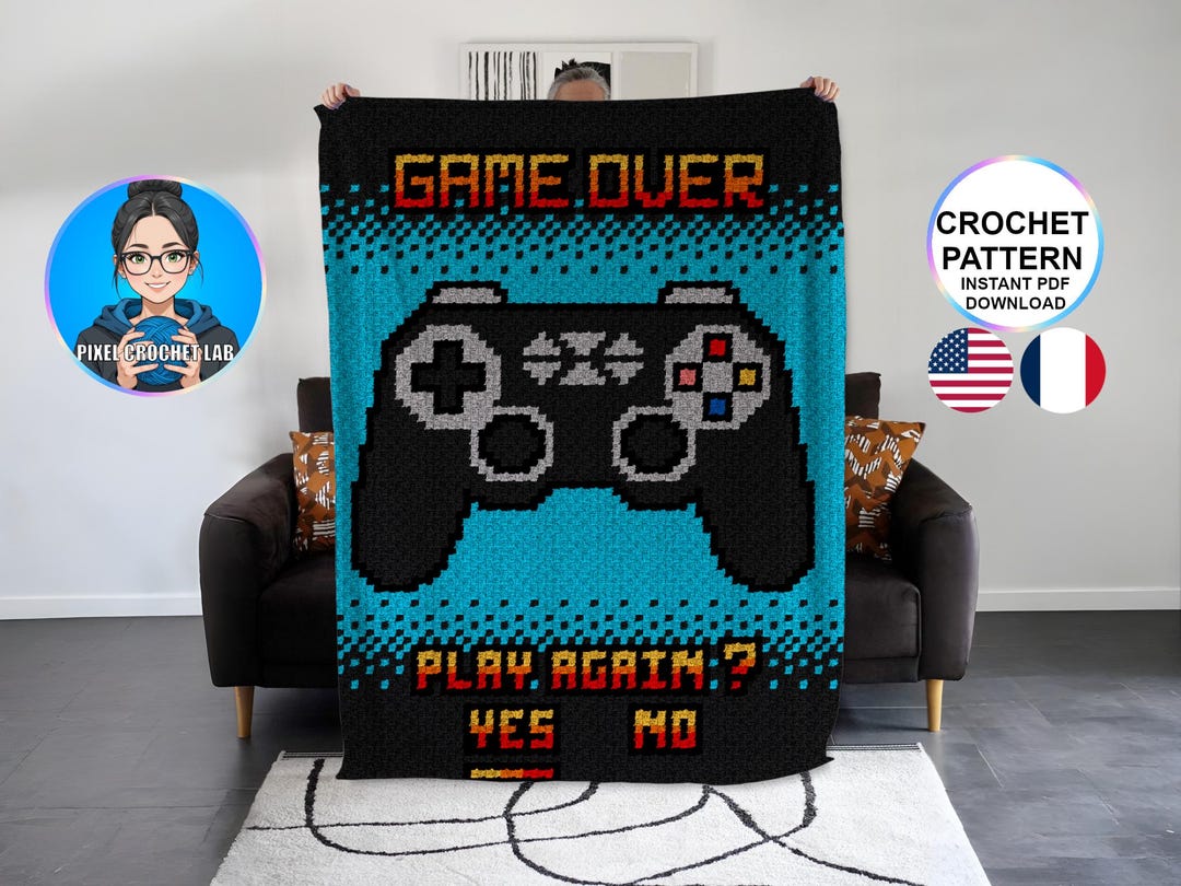 Video Game Controller C2C Blanket Crochet Pattern, Gamer Afghan , Retro ...