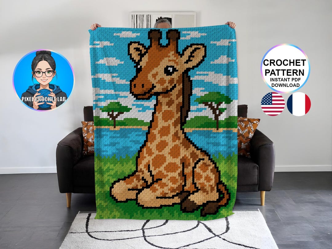 Giraffe C2C Crochet Blanket Pattern | Safari Graphghan Throw | Jungle ...