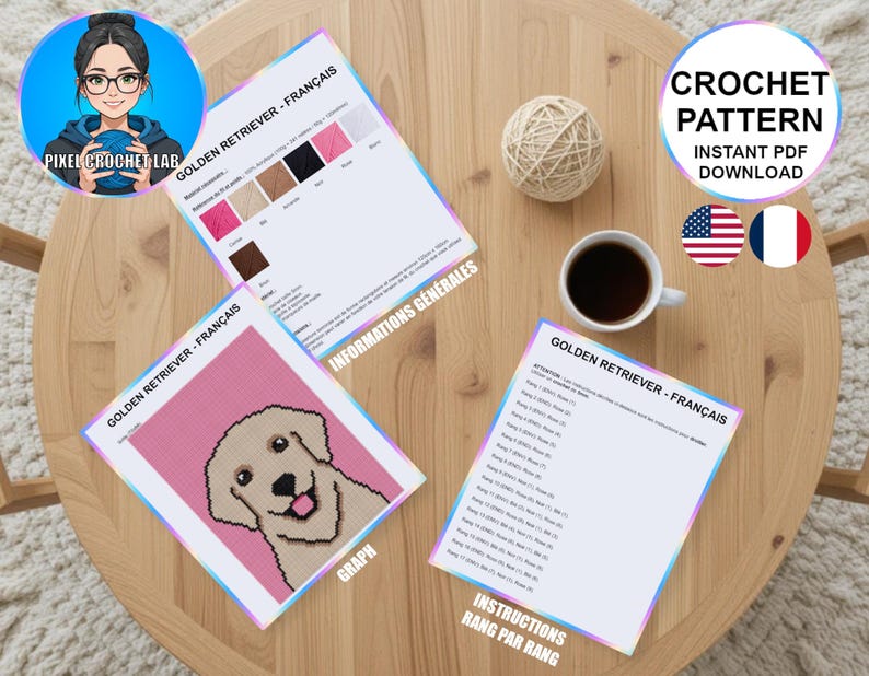 Labrador, Golden Retriever Dog Blanket, C2C (corner to Corner) Stitch ...