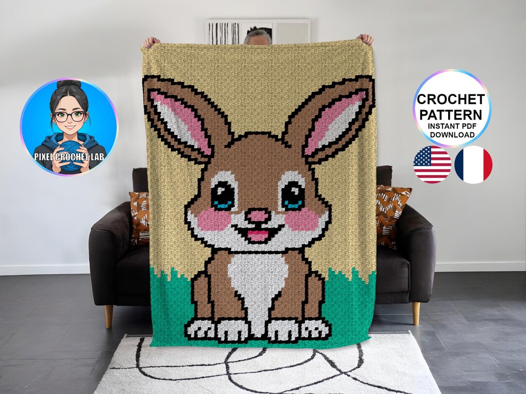 Rabbit, Bunny Blanket Crochet Pattern for Baby, Child, Boy or Girl, C2c ...