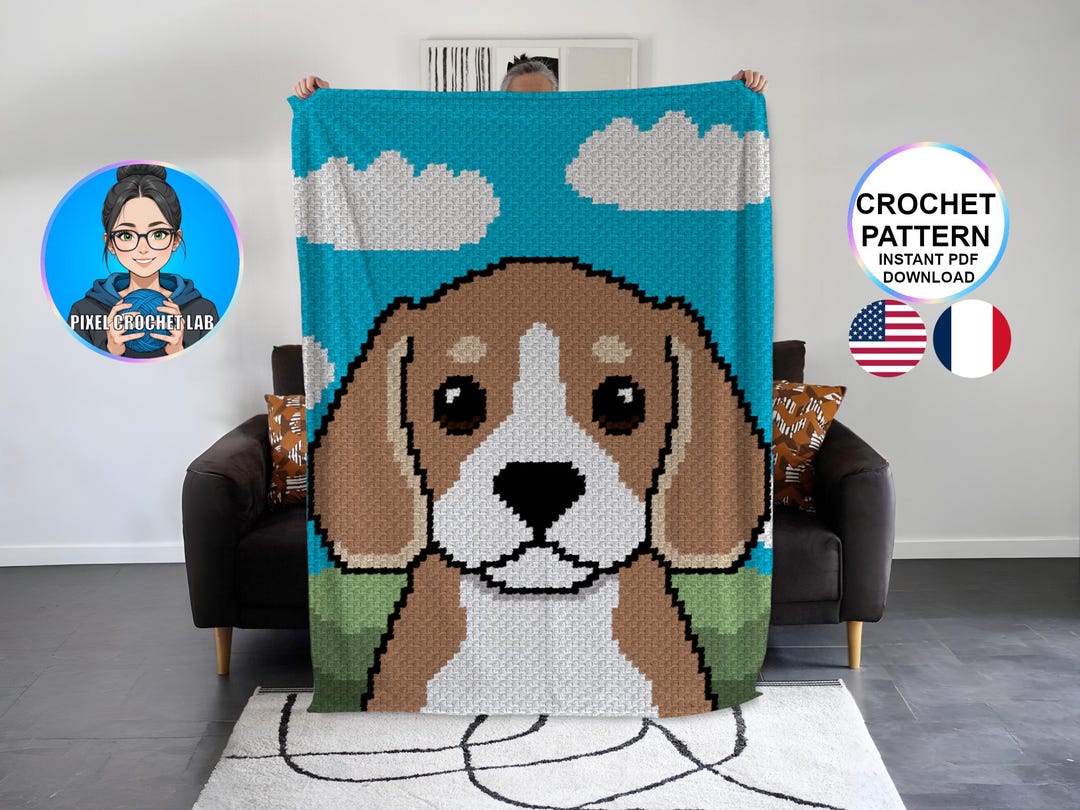 Beagle C2C Blanket Crochet Pattern, Afghan Animal Dog Pattern, Plaid ...