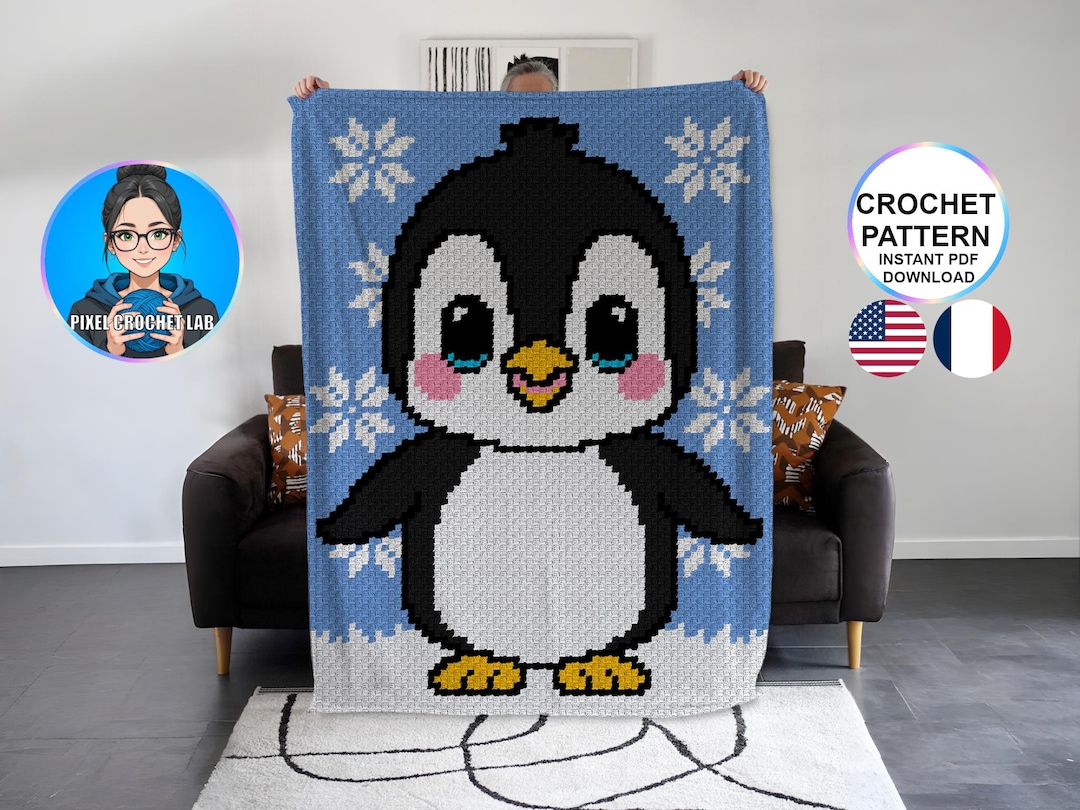 Penguin C2C Blanket Crochet Pattern, Newborn Afghan Pattern, Baby ...