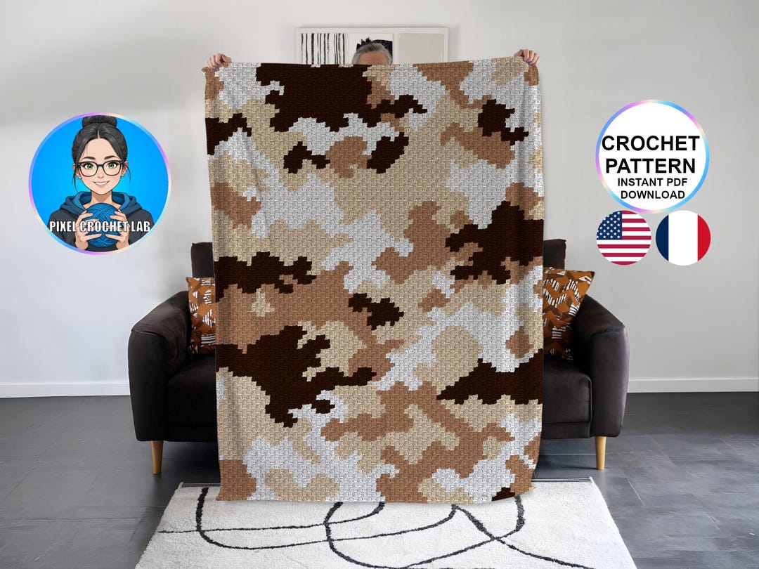 Camo C2C Blanket Crochet Pattern, Camouflage Afghan Pattern, Military ...