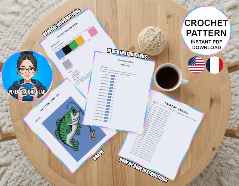 Bass Fish C2C Blanket Crochet Pattern, Fishing Afghan Pattern ...