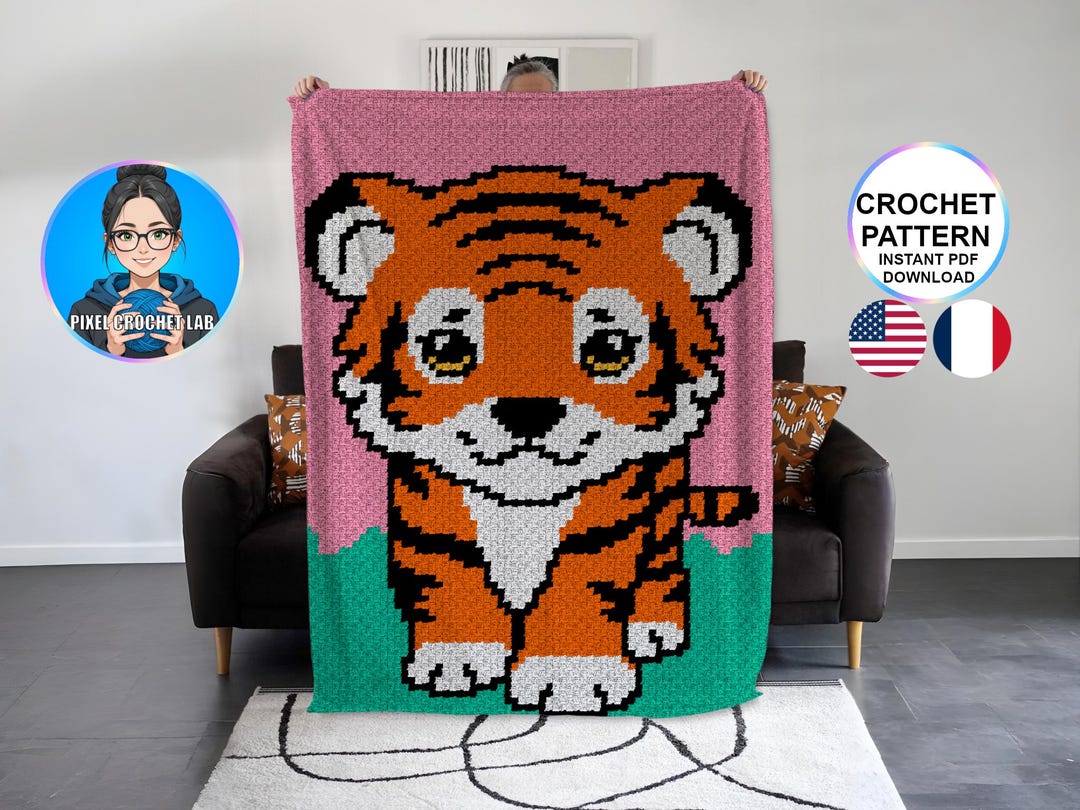 Tiger Blanket Crochet Pattern for Baby, Child, Boy or Girl, C2c (corner ...