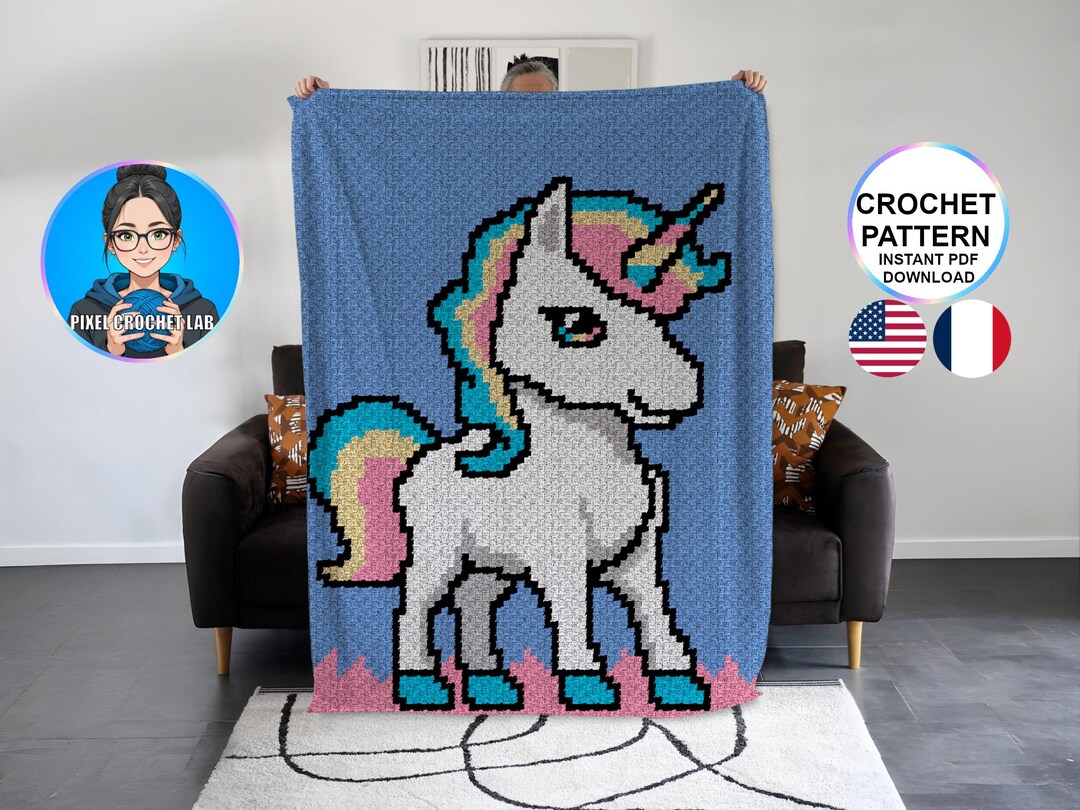 Unicorn, Horse Blanket Crochet Pattern for Baby, Child, Boy or Girl ...