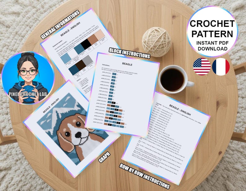 Beagle C2C Blanket Crochet Pattern, Afghan Animal Dog Pattern, Plaid ...