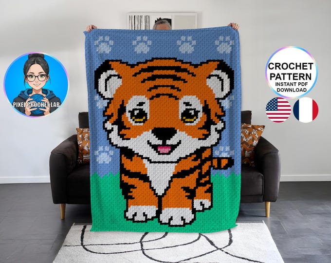 Little Tiger C2C Blanket Crochet Pattern, Savannah Afghan Pattern ...