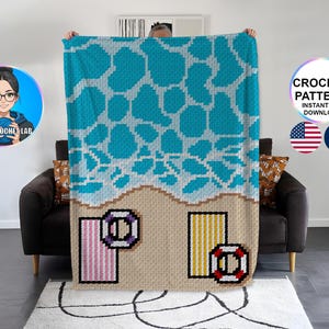 Beachscape C2C Blanket Crochet Pattern, Afghan Seascape, Graphghan ...