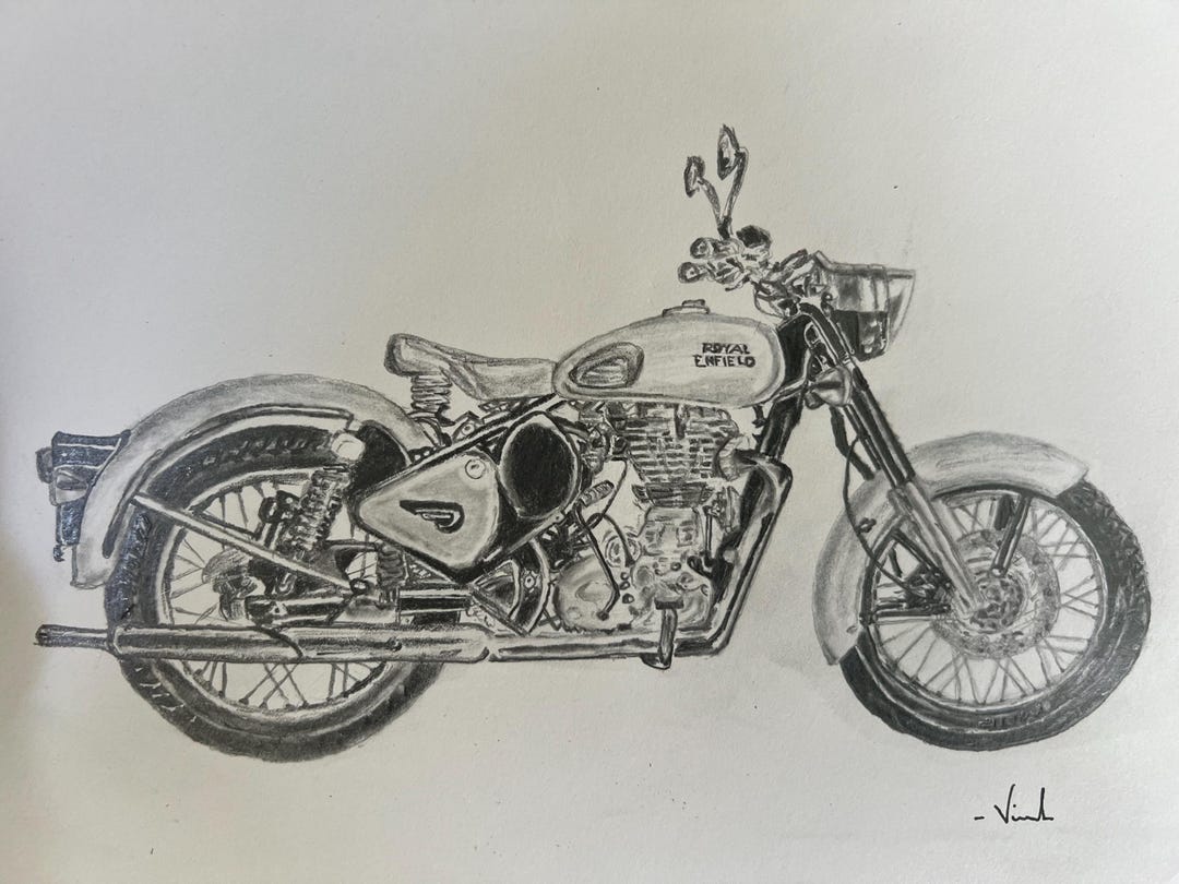 Royal Enfield Classic 350 Pencil Sketch - Etsy