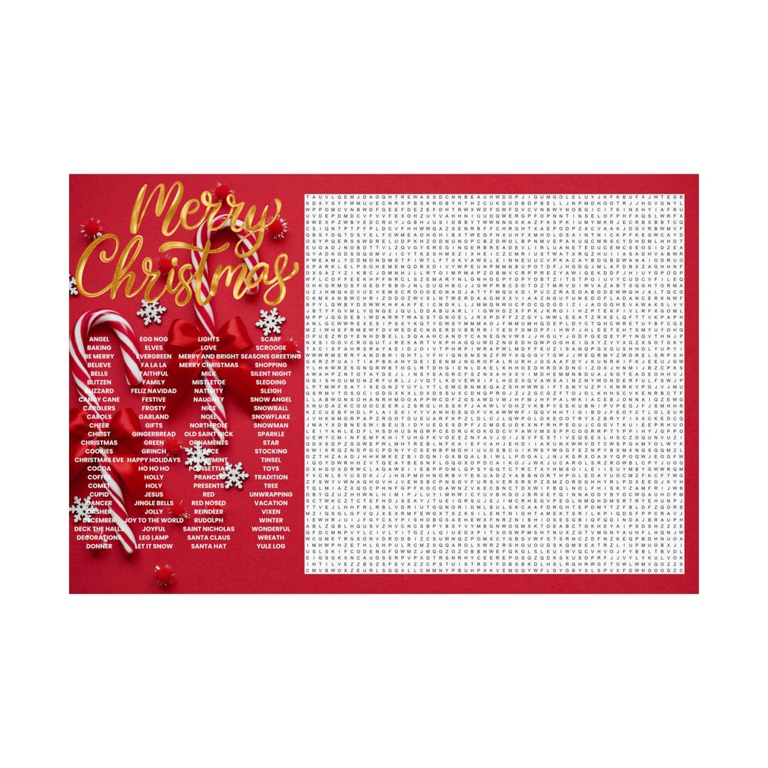 Merry Christmas Candy Cane Word Search | Hosting Party Game - Etsy