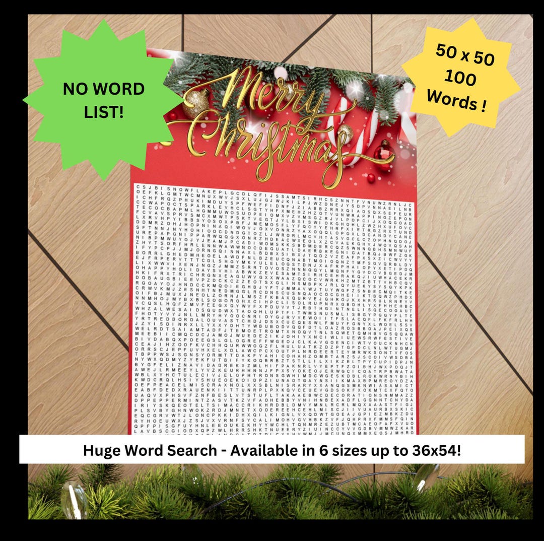 Giant Christmas Word Search Poster: Holiday Family Game (no Word List ...