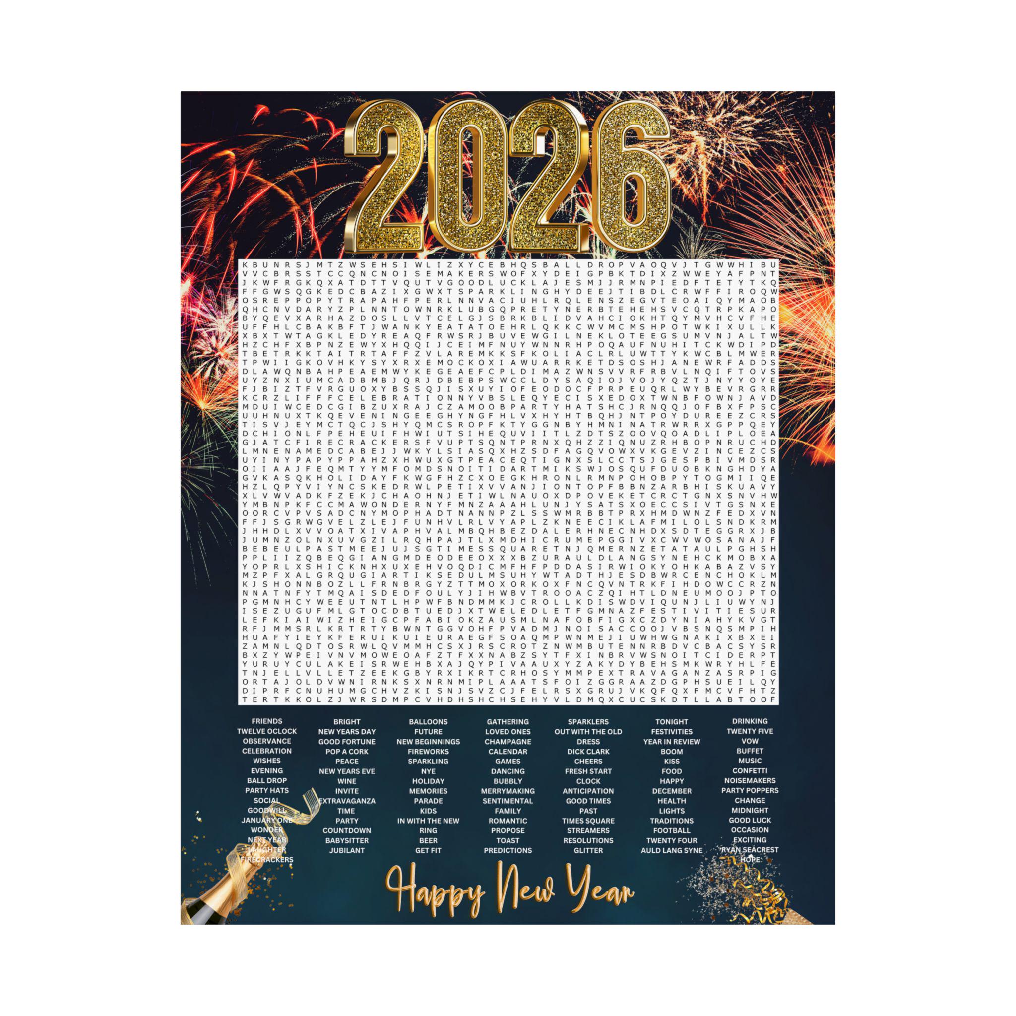 Giant New Year's Eve Word Search Poster, 100 Hidden Words - Etsy