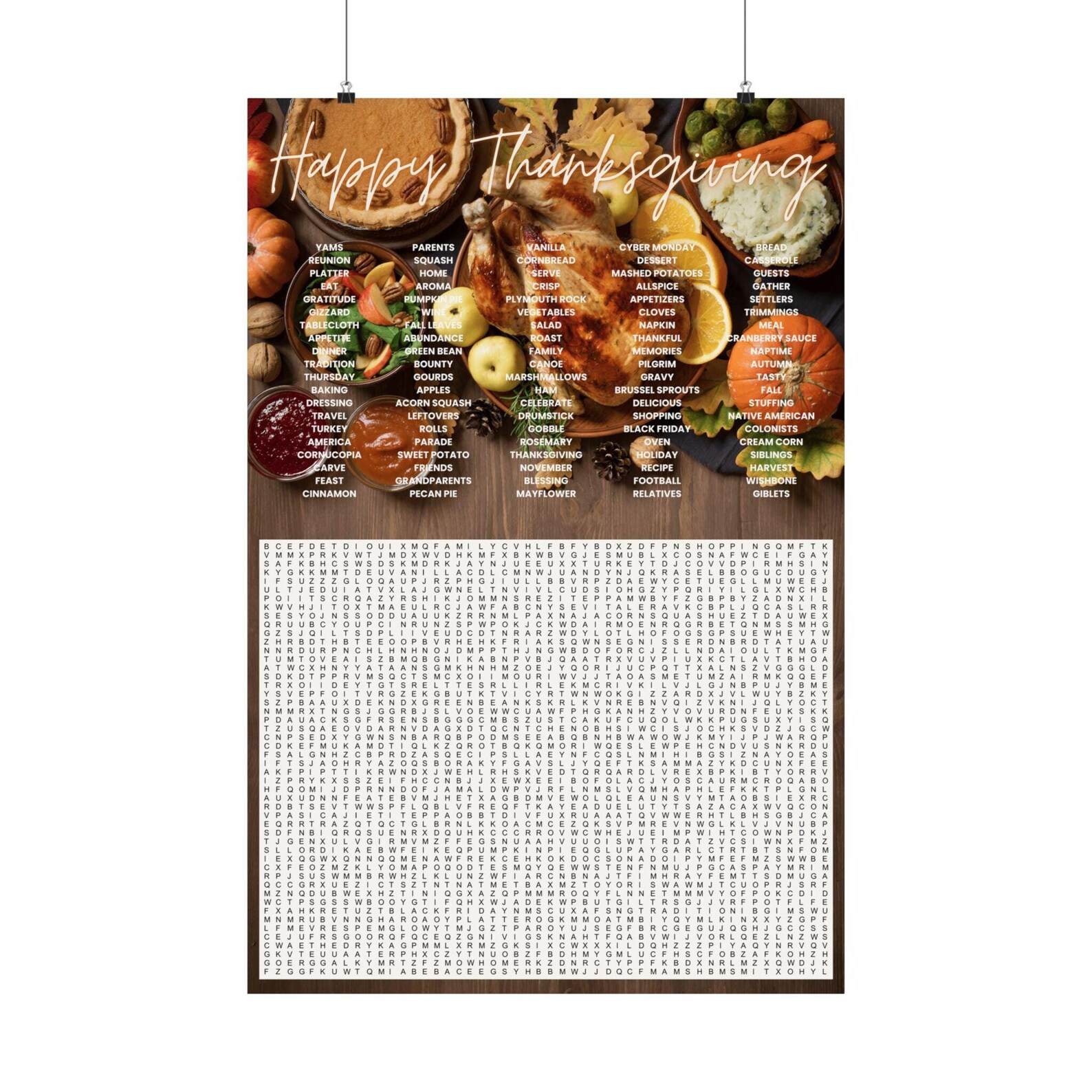 Giant Thanksgiving Word Search Wall Art Poster Game - Etsy