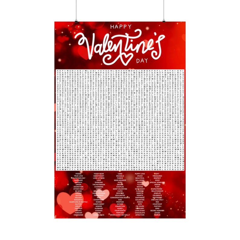 Huge Valentine's Day Word Search Puzzle (word Scramble) Poster ...
