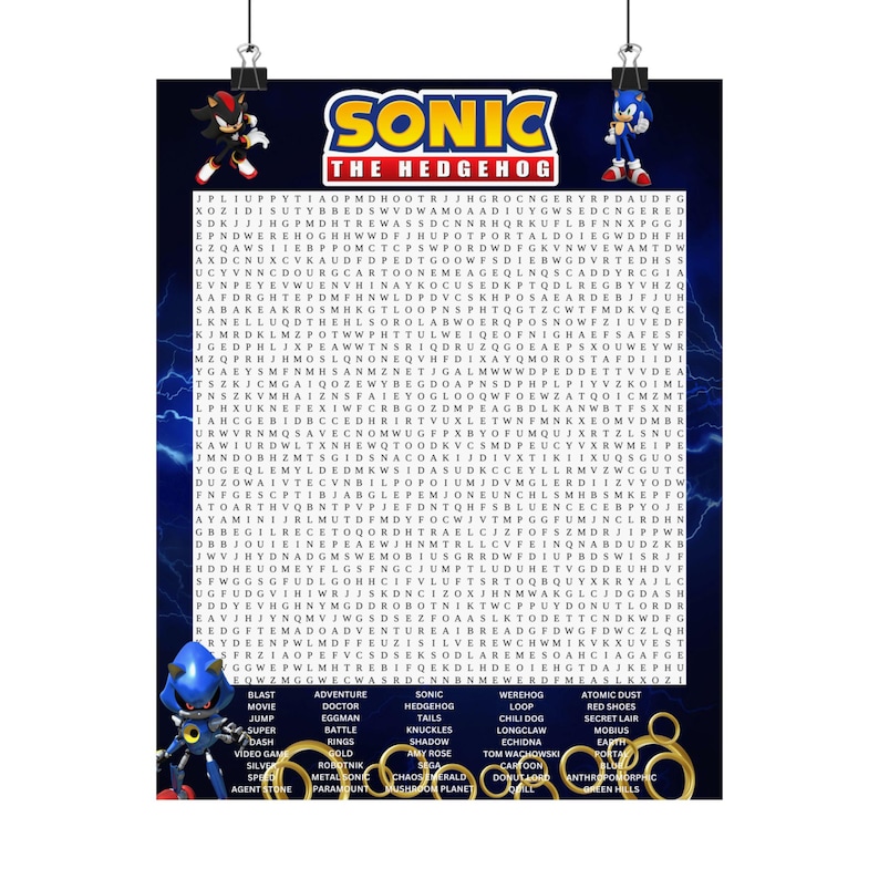 Sonic the Hedgehog Word Search Poster: Family Game (6 Sizes) - Etsy