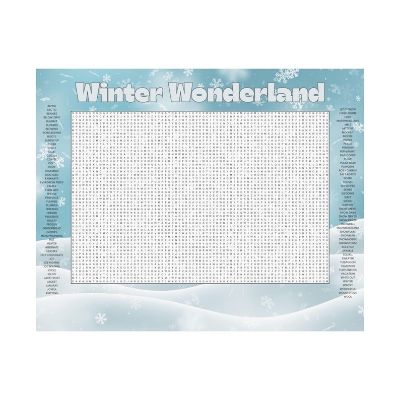 Winter Wonderland Giant Wall Word Search - Etsy