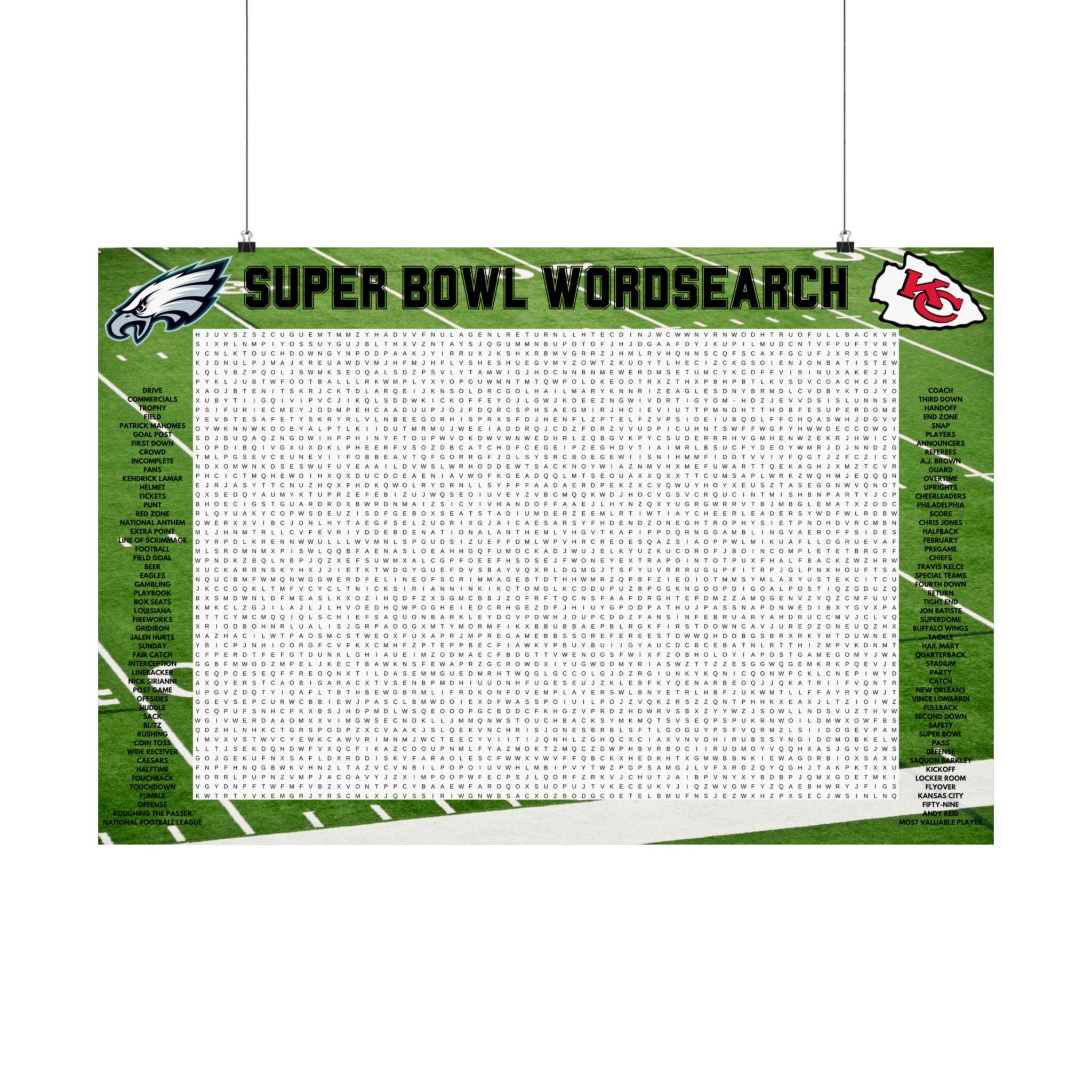 Huge Super Bowl Football Word Search Puzzle (word Scramble) Poster ...