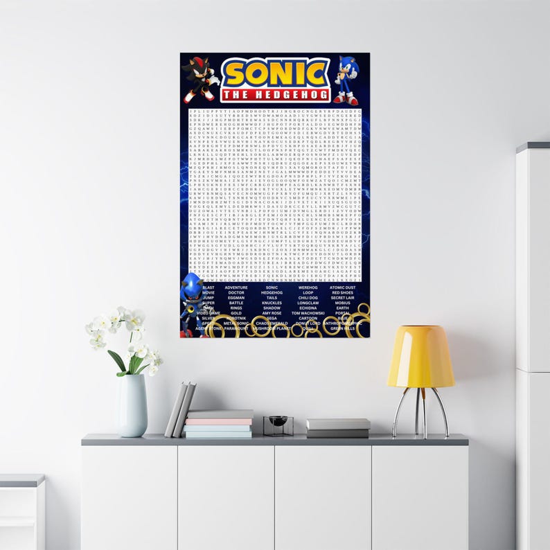 Sonic the Hedgehog Word Search Poster: Family Game (6 Sizes) - Etsy