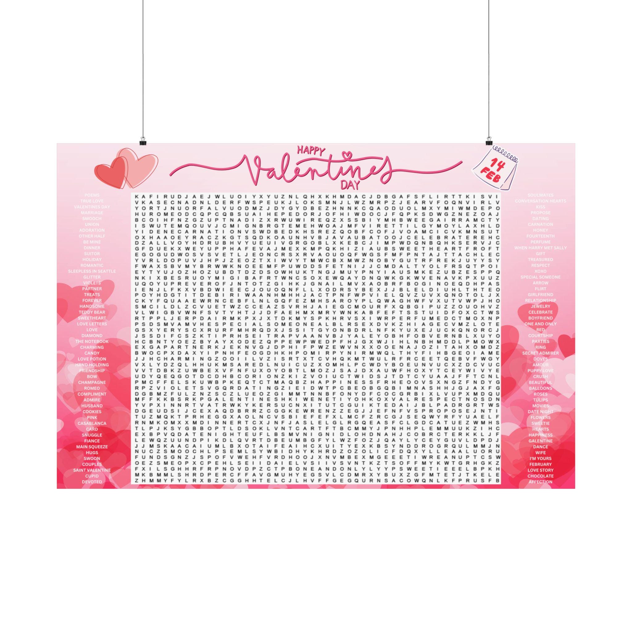 Huge Valentine's Day Word Search Puzzle (word Scramble) Poster ...