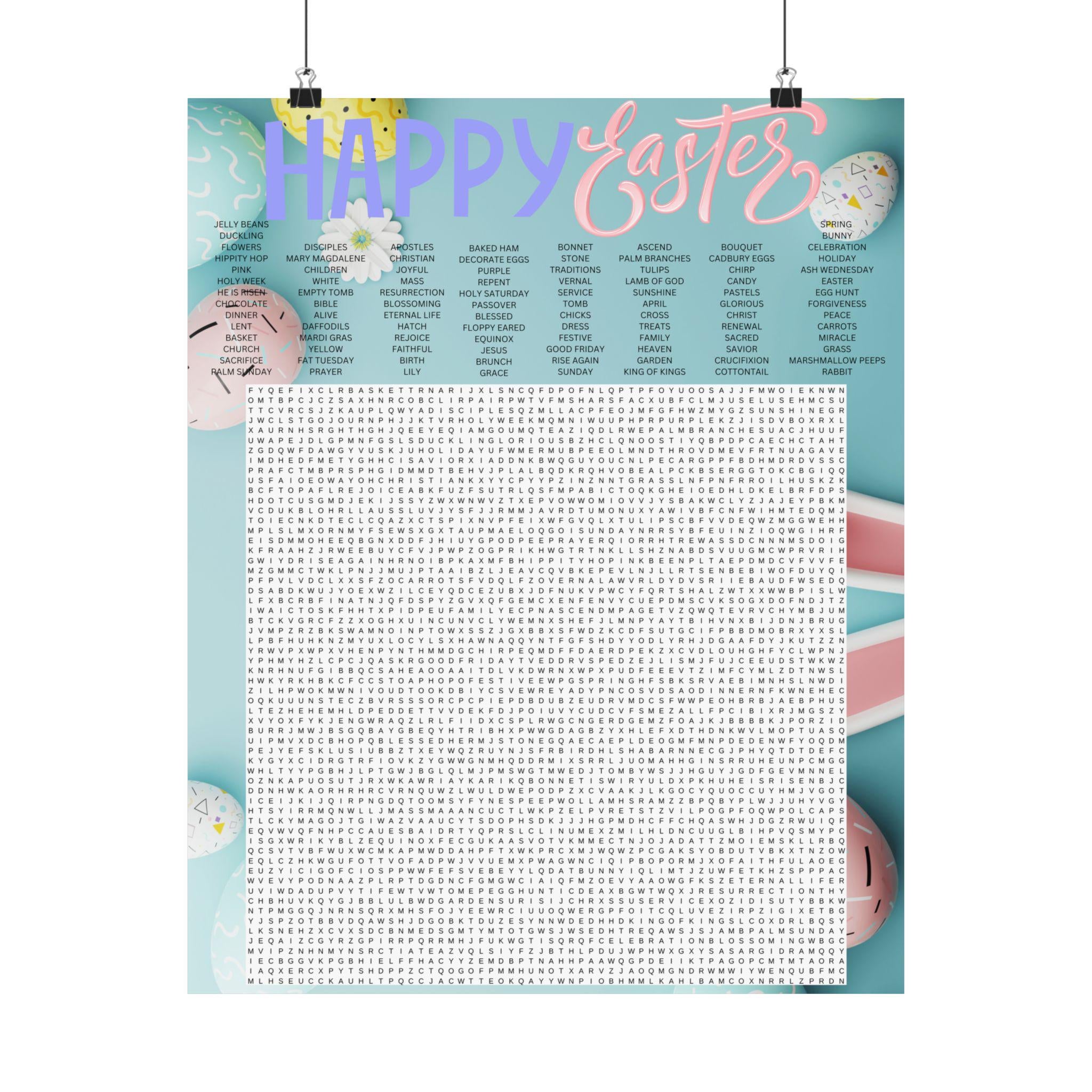 Huge Easter Word Search Puzzle (word Scramble) Poster. Gigantic (6 ...