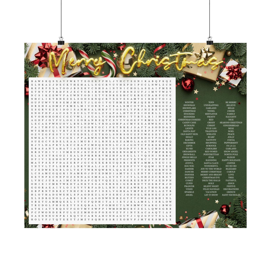 Christmas Word Search Poster: Gigantic Holiday Family Game - Etsy