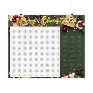 Christmas Word Search Poster: Gigantic Holiday Family Game - Etsy