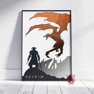 The Elder Scrolls V: Skyrim Poster Dragonborn Wall Art Unframed Canvas ...