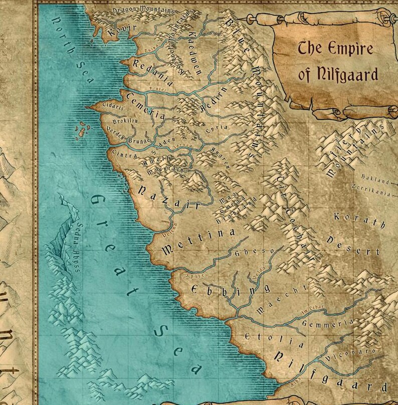 Póster del mapa de The Witcher 3 Wild Hunt / Arte mural de los Reinos ...