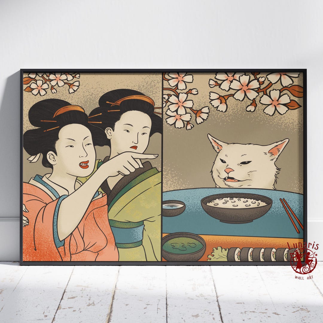 Woman Yelling at a Cat Poster | Japanese Meme Wall Art | Unframed ...
