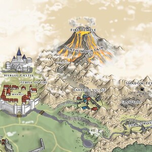 The Legend of Zelda Map Poster | Hyrule Wall Art | Unframed Canvas ...