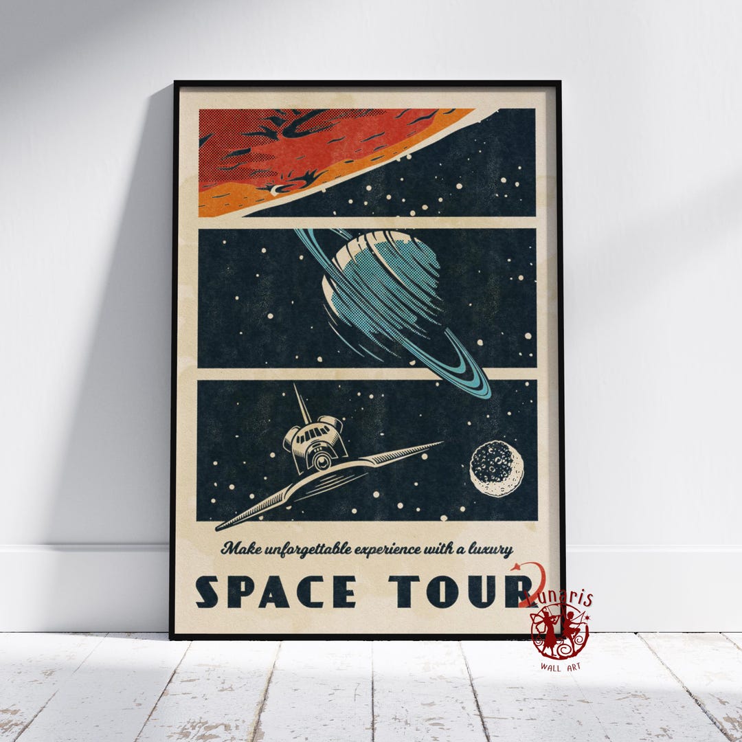 Retro Space Poster | Planet Wall Art | Unframed Canvas Print | Gift ...