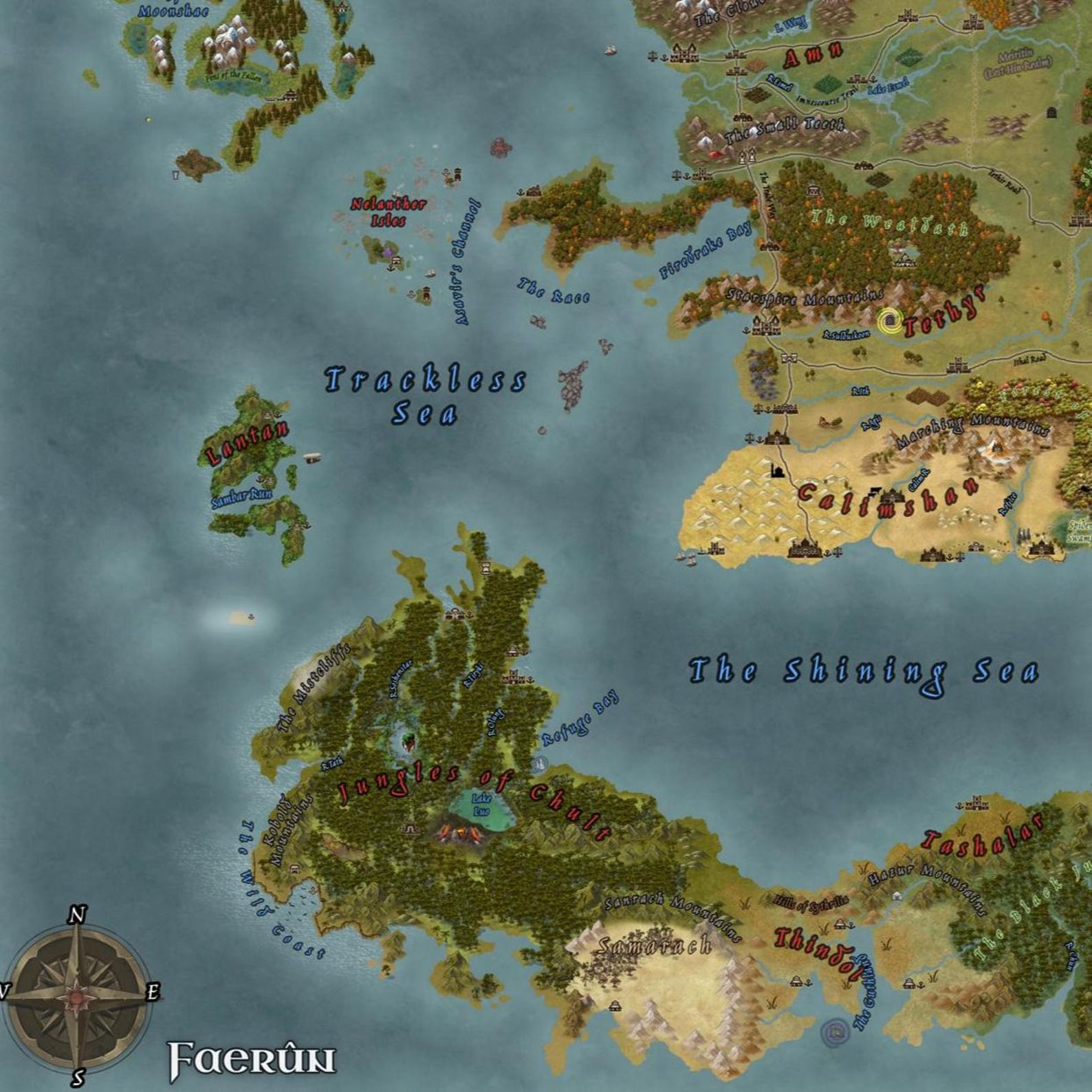 Dungeons and Dragons Faerun Poster | Forgotten Realms Wall Art ...
