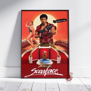 Scarface Poster Tony Montana Wall Art Unframed Canvas Print Gift Movie ...
