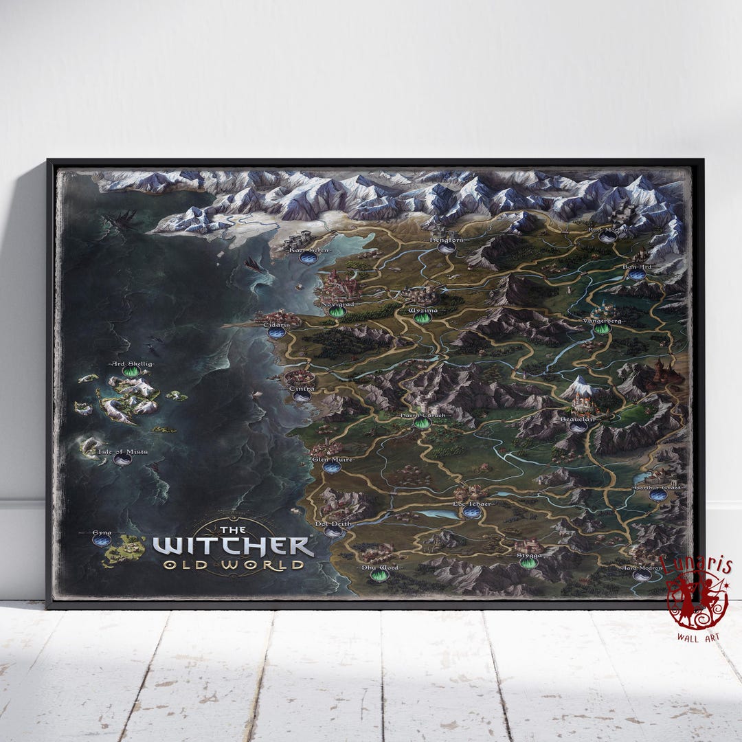 The Witcher 3 Wild Hunt Map Poster | Old World Wall Art | Unframed ...